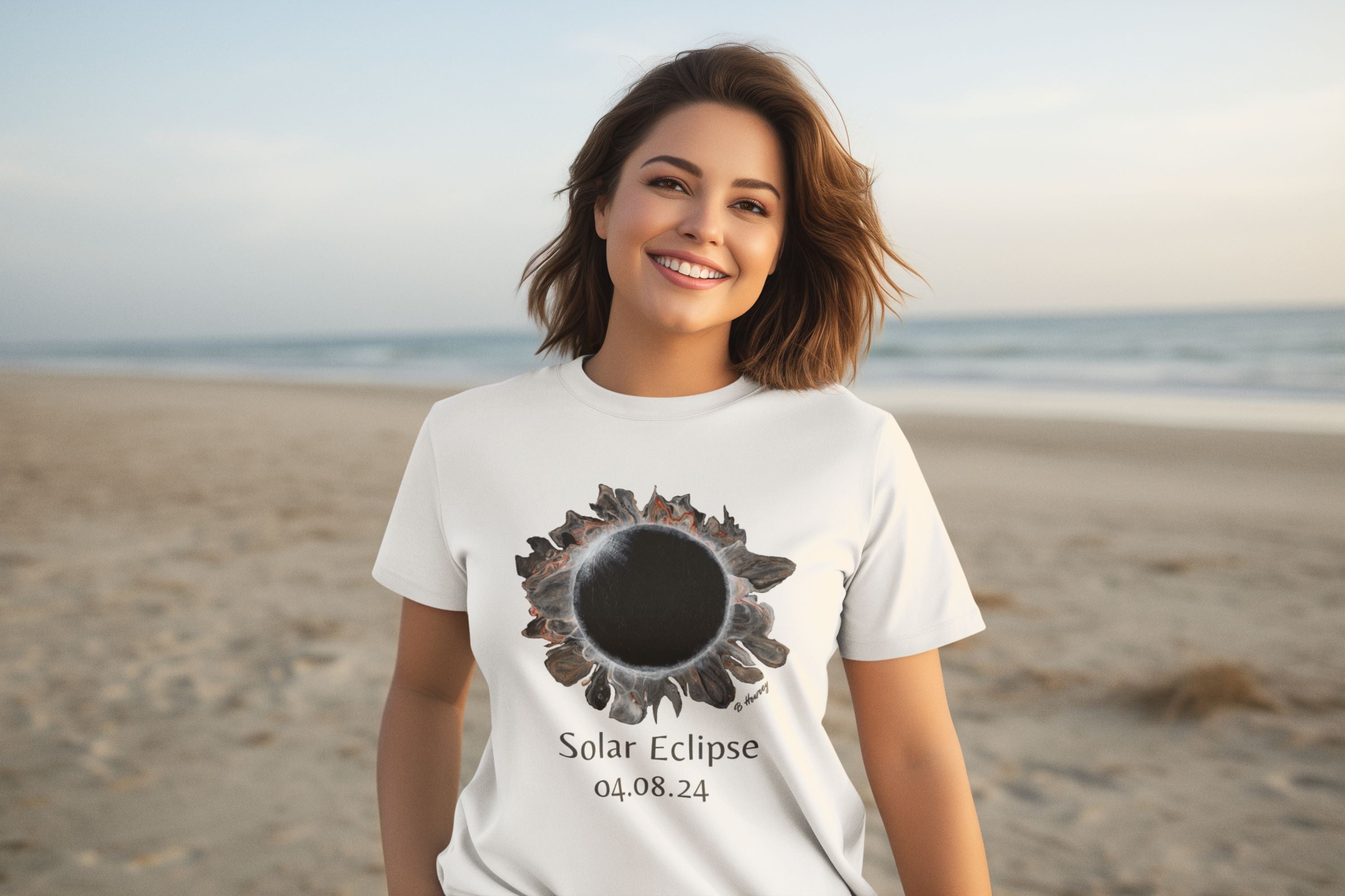 Fluid Art Solar Eclipse 04-08-24 Commemorative T-shirt - White ...